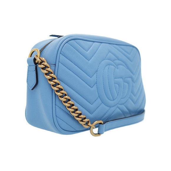 Gucci | Bags | Gucci Gg Marmont Quilted Small Shoulder Bag Light Blue ...